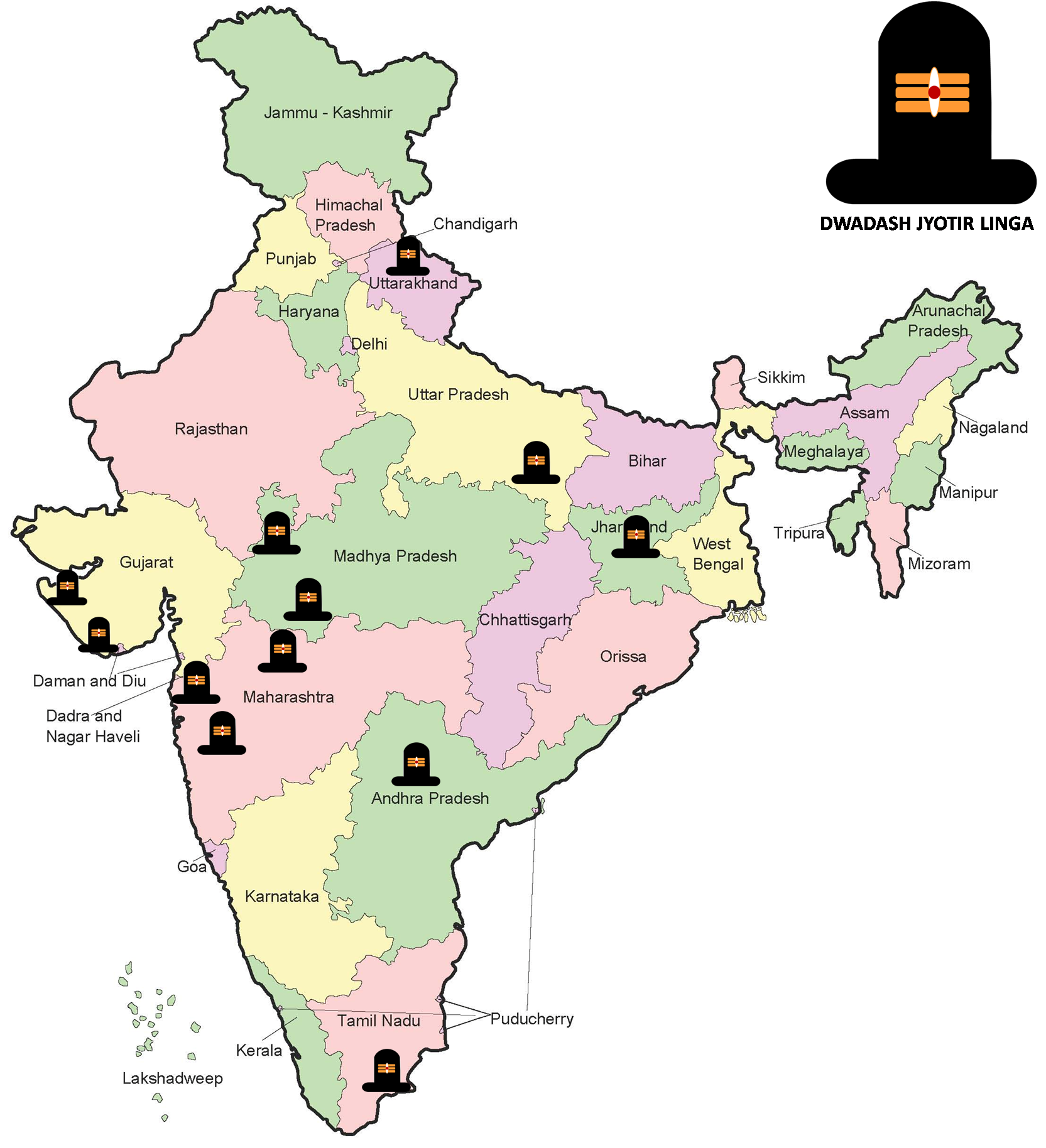 12 ज्योतिर्लिंग कहां कहां है